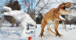 Man Builds Giant 12ft T-Rex Out Of Snow In His Front Yard