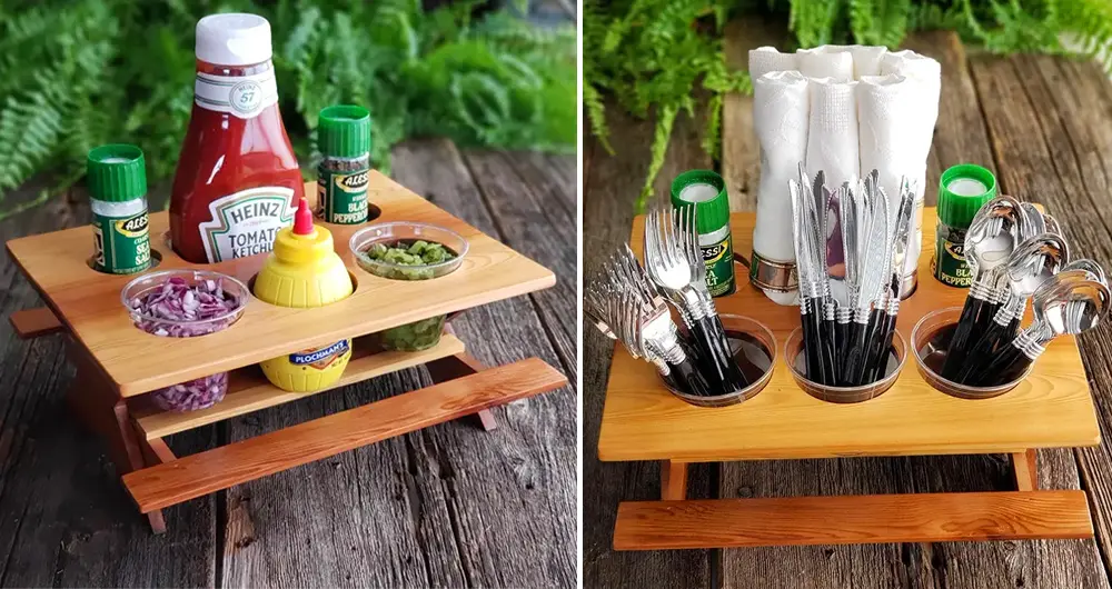 A Tiny Condiment Picnic Table Is The Perfect Companion To Any Feast